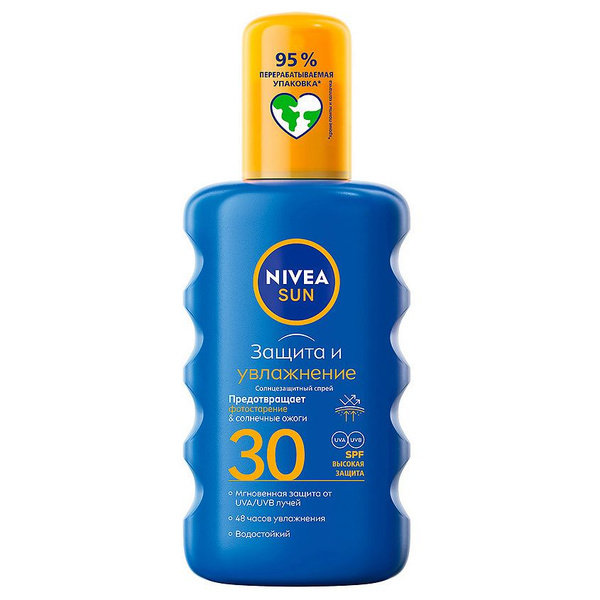 NIVEA Солнцезащитный спрей Sun "Защита и увлажнение" SPF 30 - купить с ...