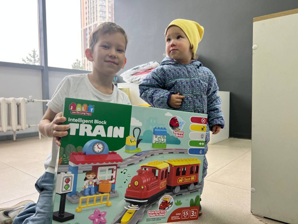 Конструктор пластиковый JDLT Intelligent Block TRAIN 55 деталей, 3+ Поезд, со светом, звуком и ...