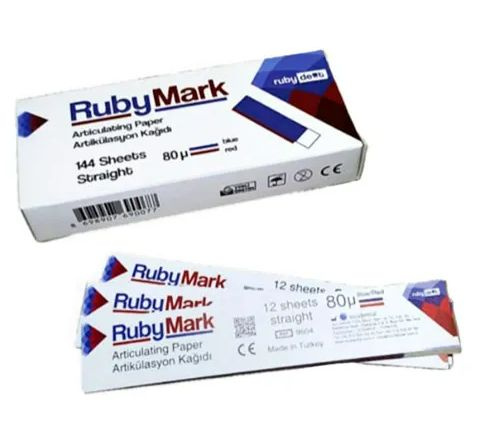 Артикуляционная бумага RubyMark прямая двусторонняя синяя/красная 80 мкм (144 шт) Incidental ...