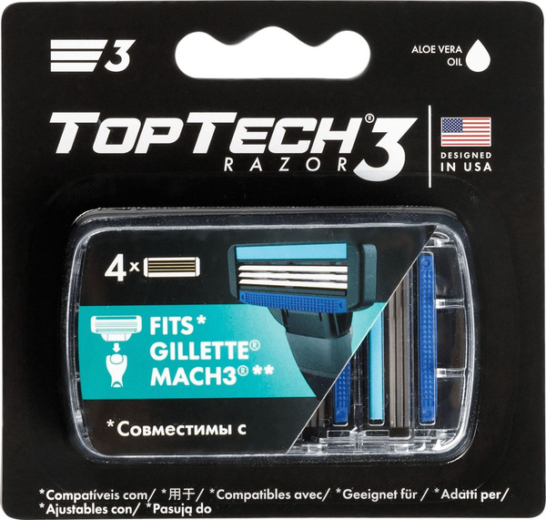 Кассеты сменные для бритья TOPTECH Razor 3, 4шт купить на OZON по ...