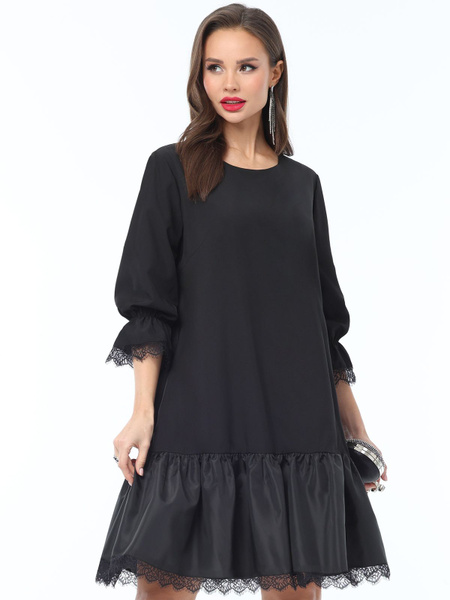 Платье Женский DStrend черный Повседневный Полиэстер, Эластан, размер 48 купить c доставкой на ...