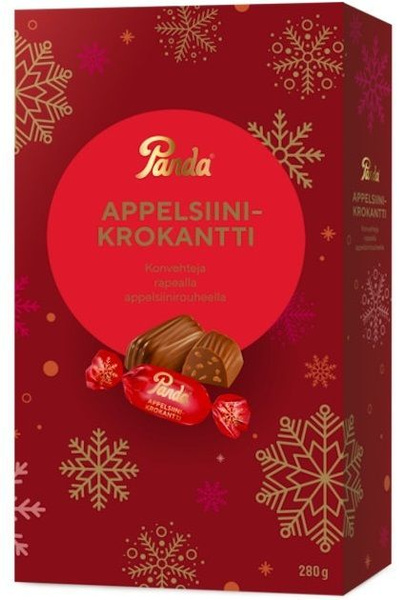 Шоколадные конфеты Panda Apelsiini-krokanti с хрустящей апельсиновой ...