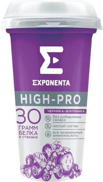 Напиток кисломолочный Exponenta High-Pro черника-земляника обезжиренный ...