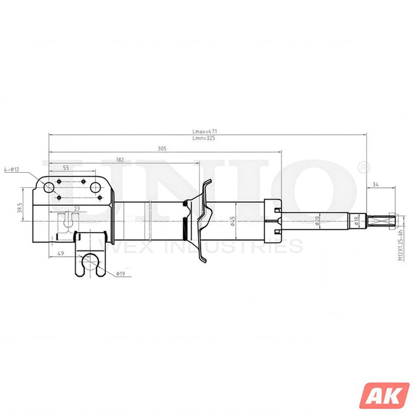 Амортизатор масляный передней подвески правый, для Дэу Матиз (M100 ...