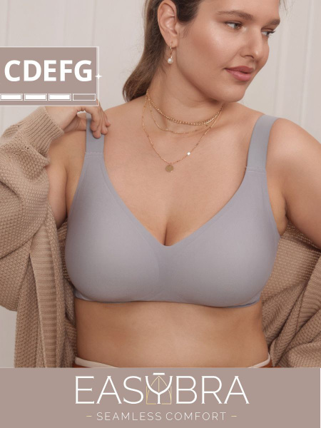 Бюстгальтер Женский EASY BRA без косточек, бесшовный, размер 80F, 80G голубой Микрополиамид ...