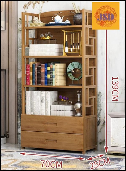 Шкаф книжный Книжный шкаф из бамбука и дерева, 70x25x139 см купить c ...