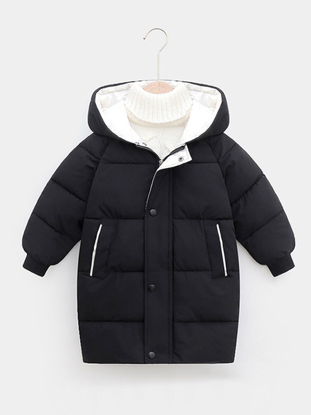 Пуховик Девочки, Мальчики BCATON черный Политекс, размер 120 Длинный Еврозима облегающий ...