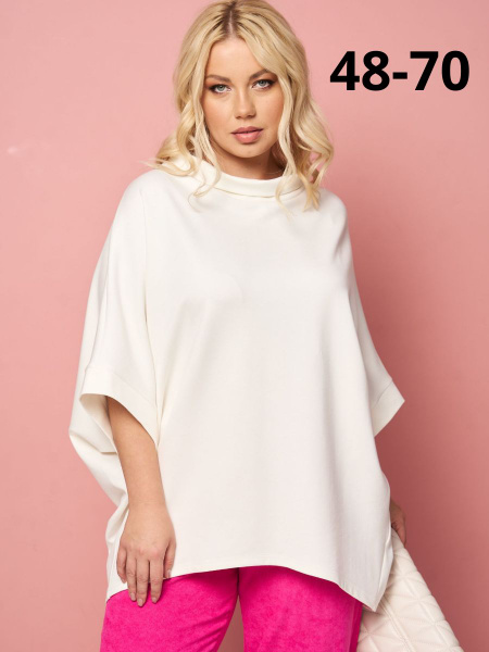 Туника Женский SPARADA Повседневный Три четверти Трикотаж молочный, размер 64, 66 Россия ...