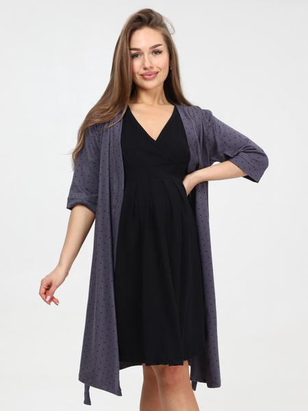 Комплект одежды Женский mamajane Домашний с сорочкой серый, серый графит, размер 52 Хлопок ...