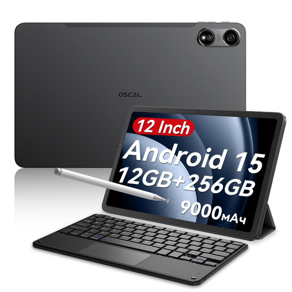 Oscal Планшет PAD100-OSCAL+K2 12", 12 ГБ / 256 ГБ темно-серый купить c ...