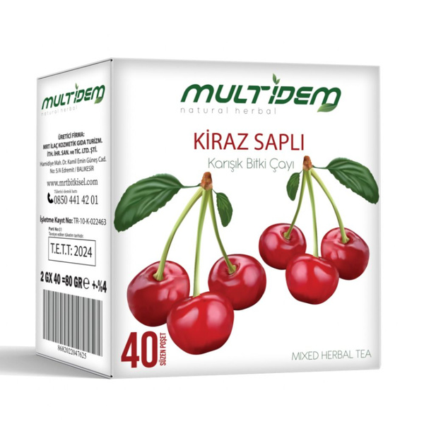 Характеристики Multidem Вишневый стебель Смешанный травяной чай 40 пакетиков Напиток подробное ...