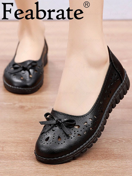 Мокасины Женский Feabrate черный, размер 38 Без застёжки Перфорация На любой сезон Закрытый нос ...