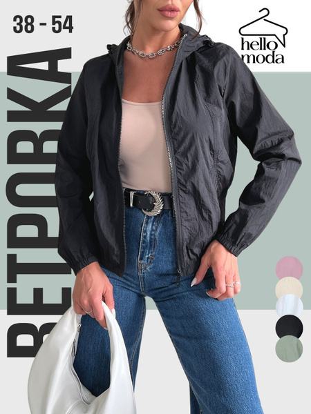 Ветровка Женский HELLO MODA! Капюшон черный Нейлон, размер 40, 42 Длинный На любой сезон ...