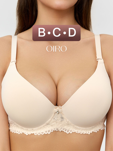 Бюстгальтер Женский OIRO на косточках, формованная чашка, размер 95C бежевый Полиамид, Полиэстер ...