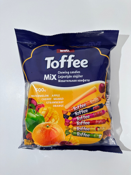 Конфеты жевательные Well TOFFEE STICK с начинкой ассорти в пакете 500г ...