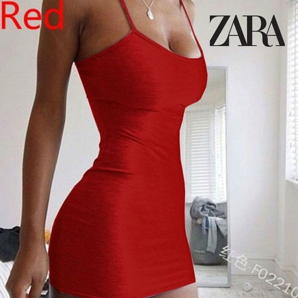 Юбка Женский Zara красный Политекс трапеция, размер 46 Эластичная Мини Складки Однотонный На ...