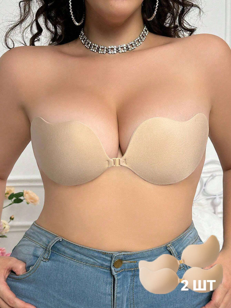 Накладки-бюстгальтер для груди Женский, размер 70A, 75A Силикон светло-бежевый, бежевый ...