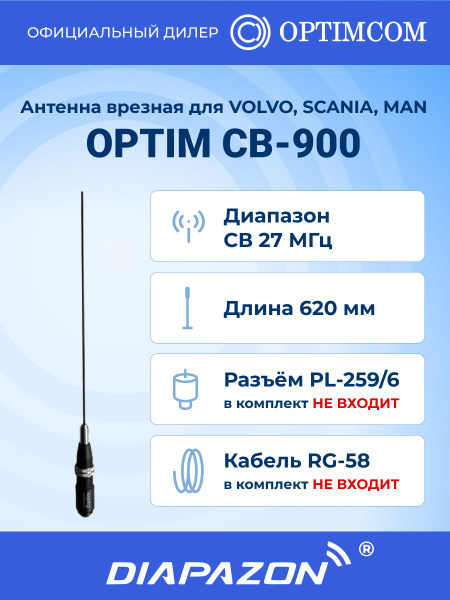 Антенна автомобильная врезная Optim CB-900 для рации, 27 МГц купить на OZON по низкой цене ...