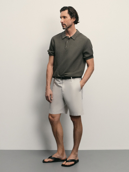 Шорты Мужской Zarina Повседневный кремовый, размер 54 Хлопок, рост 165-180 Молния Карманы прямой ...