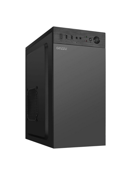 Корпус MiniTower Ginzzu B400, mATX, 2xUSB 2.0, черный, без БП, без вентиляторов (Ginzzu B400 ...