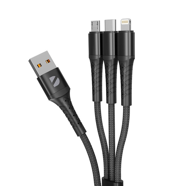 Кабель USB, Apple Lightning Deppa Дата-кабель Armor 3 в 1: micro USB, USB-C, Ligthning, 2м ...