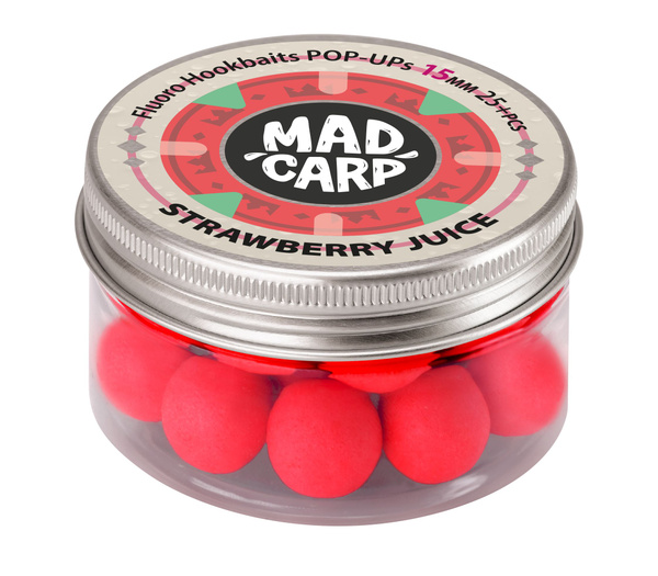 Бойлы плавающие 15 мм Клубничный Сок Mad Carp (Мэд Карп) - Fluoro ...
