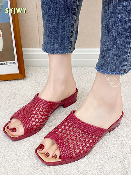 Босоножки Женский SYJWY Стандартный низкий (до 4 см) ПВХ (поливинилхлорид), размер 37 Мягкая ...