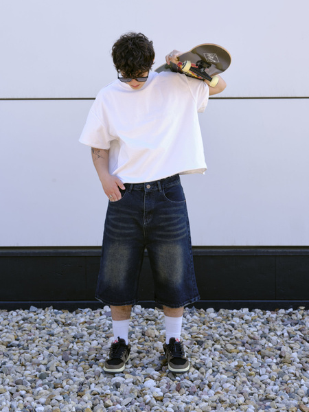 Шорты Мужской DLR&NN Повседневный черно-коричневый, размер 52 Хлопок, Эластан оверсайз Средняя ...