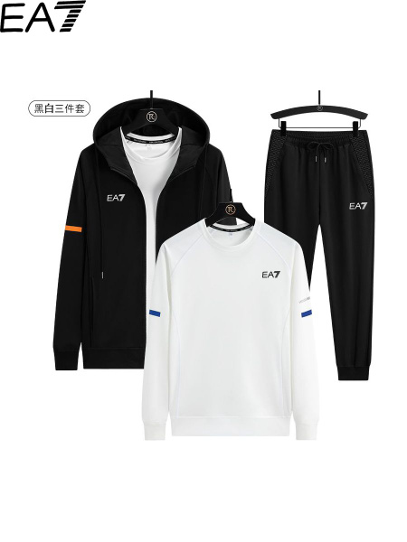 Костюм спортивный Мужской EA7 Спортивный тройка черный, размер 46, 48 Эластомультиэстер ...
