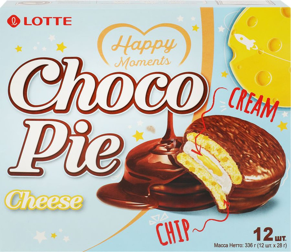 Печение LOTTE Chocopie cheese просл. глазир. со вкусом сыра (Россия ...