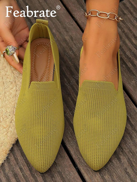 Мокасины Женский Feabrate зеленый, размер 42 Без застёжки R (средняя) Лето Закрытый нос, Тонкая ...