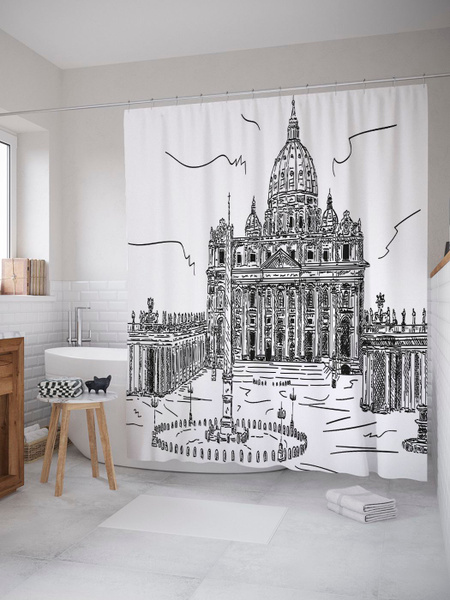 Штора для ванной 200x180 см JoyArty достопримечательность, архитектура, памятник, путешествие ...