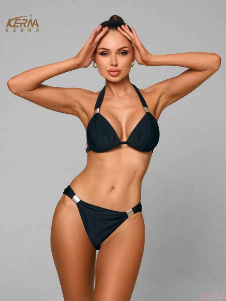 Купальник раздельный Женский KERNA бикини черный, размер 46 Водные виды спорта, Плавание Высокая ...
