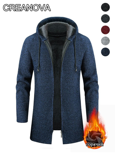 Кардиган Мужской CREANOVA иссиня-черный Политекс, размер 56 Молния свободный Длинный Китай ...