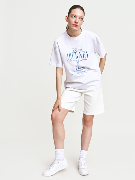 Футболка Женский Zolla белый Короткий, размер 52 Хлопок, Эластан Повседневный Бангладеш, рост ...