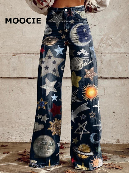 Джинсы Женский MOOCIE разноцветный, размер 50, 52 Молния Средняя На любой сезон Повседневный ...