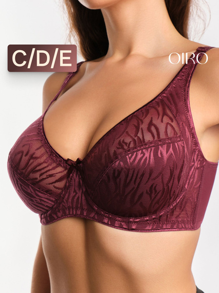Бюстгальтер Женский OIRO мягкая чашка на каркасе, размер 100E бордовый Нейлон, Спандекс ...
