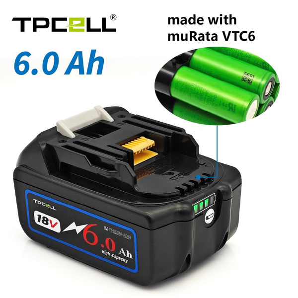 TPCELL BL1860 Аккумулятор совместим с 18V 6Ah Li-Ion, BL1830B, BL1840B ...