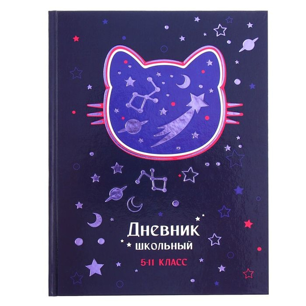 Дневник для 5-11 классов, 48 листов "Космо кот", твёрдая обложка ...