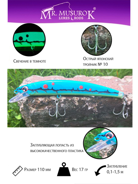 Воблер Минноу (Minnow) 110 мм 17 гр-1.5 м купить по выгодной цене в ...