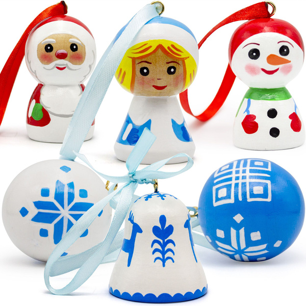 Новогодние игрушки на елку бело-голубые набор 6 штук купить c доставкой ...