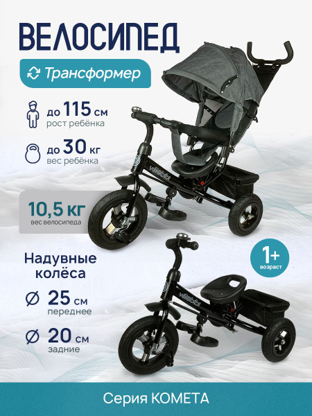 Детский велосипед с ручкой для родителя. Трехколесный велосипед ...