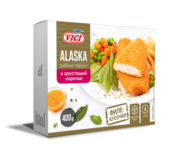 Рыбные порции ALASKA из филе рубленого в хрустящей корочке VICI, замороженные, 400 г - купить с ...