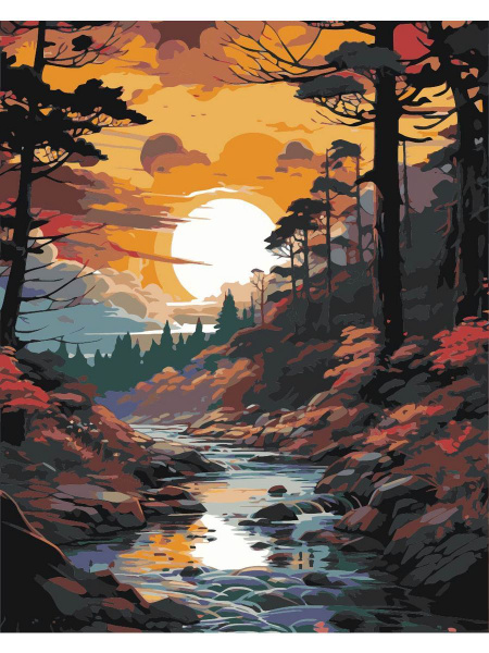 Картина по номерам На закате на холсте с деревянным подрамником размер ...