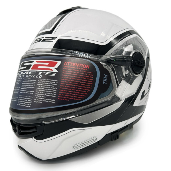 Шлем для снегохода LS2 FF325 STROBE ELECTRIC SNOW CIVIK white-black (ЭП ...
