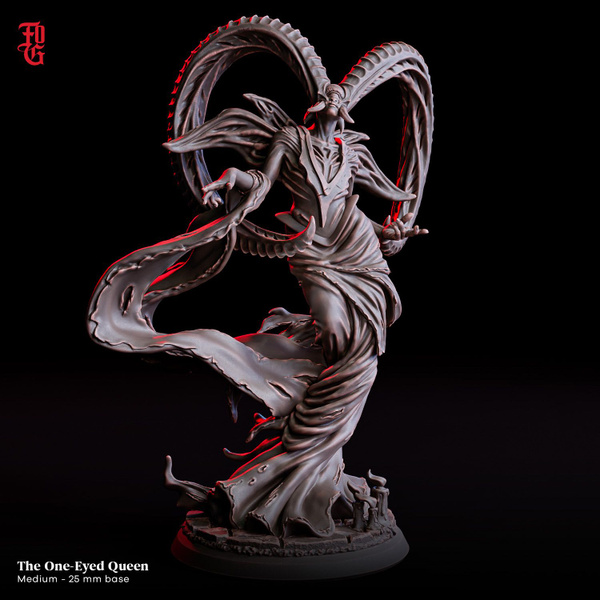 Миниатюра D&D 'Одноглазая королева' масштаб 32 мм (DnD, Dungeons & Dragons, ДнД, Подземелья и ...