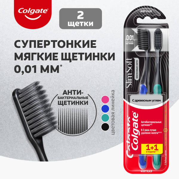 Зубная щетка Colgate Шелковые Нити с древесным углем для здоровья десен ...