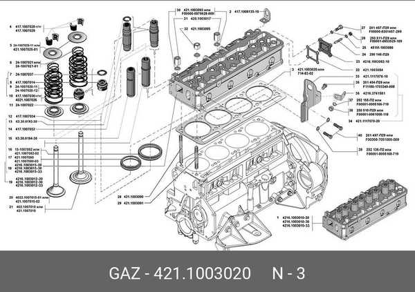 Прокладка головки блока уаз 421 умз 4216 (100мм) GAZ 4211003020 купить ...