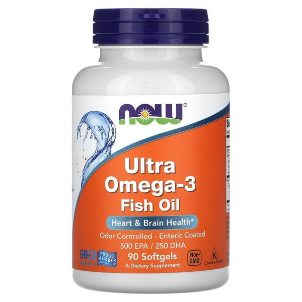 Now Foods, Ultra Omega-3, 500EPA/250DHA, ультра омега 3, 90 капсул ...