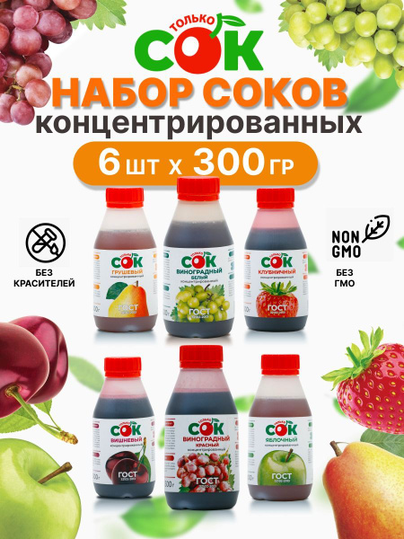 Концентрированный сок "Только СОК" набор 6 вкусов по 300 г - купить с ...